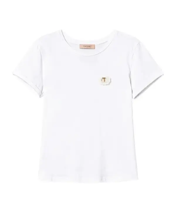 TWINSET Brooch-detail T-shirt - White