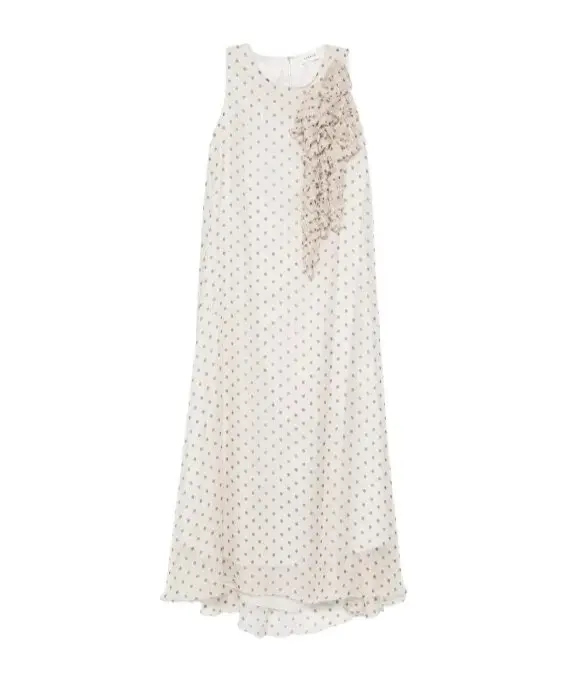 P.a.r.o.s.h Polka Dot Ruffle Midi Dress