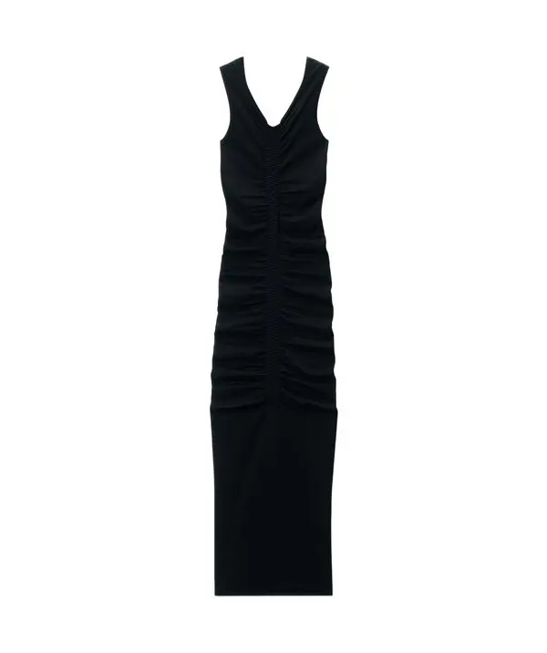 Alexander Wang Ruched Wide V-neck Maxi Dress