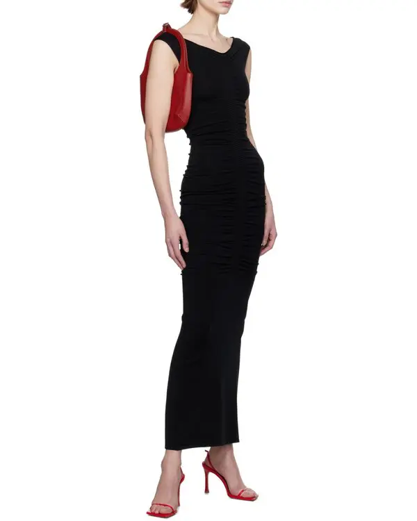 Alexander Wang Ruched Wide V-neck Maxi Dress