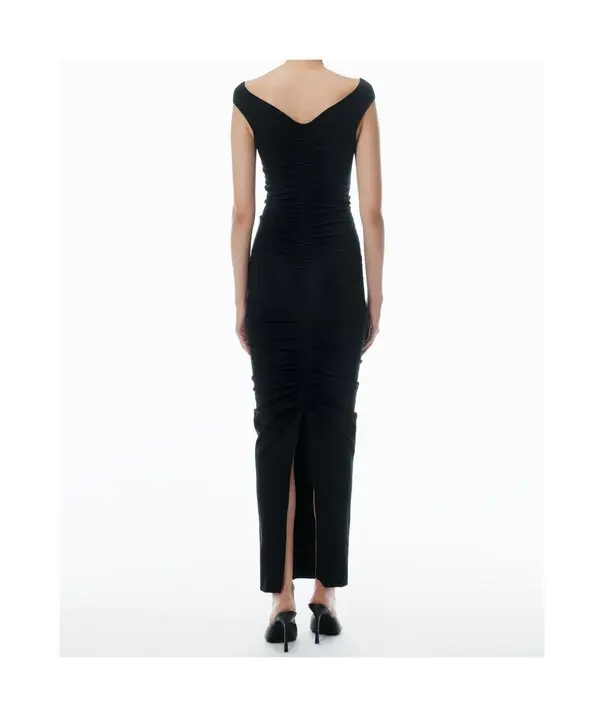 Alexander Wang Ruched Wide V-neck Maxi Dress