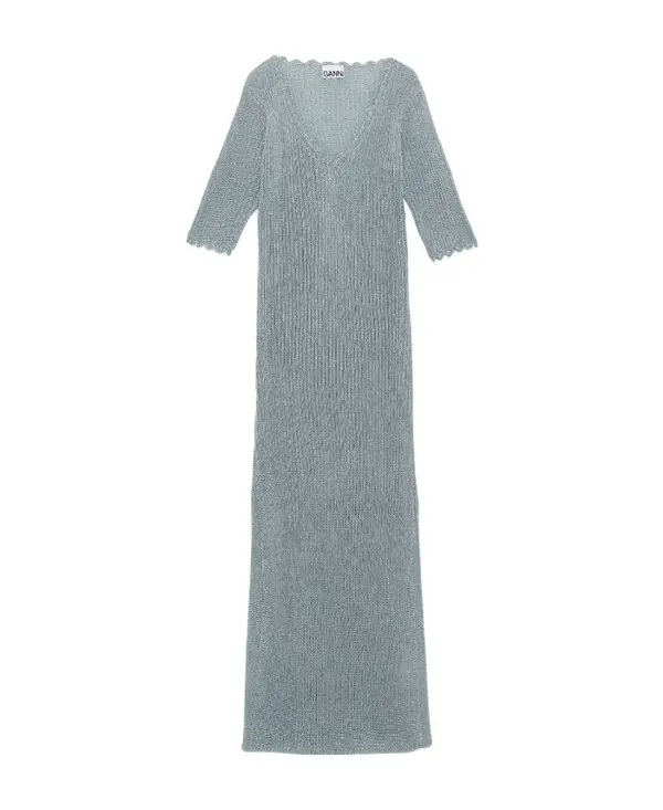 GANNI V-neck Knitted Maxi Dress