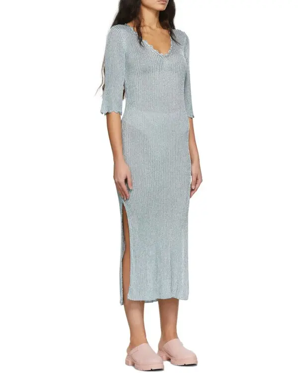 GANNI V-neck Knitted Maxi Dress