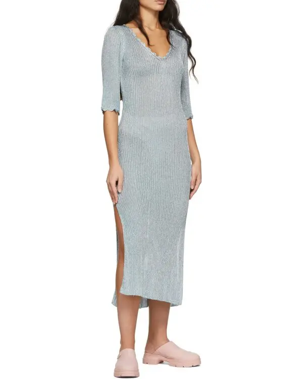 GANNI V-neck Knitted Maxi Dress