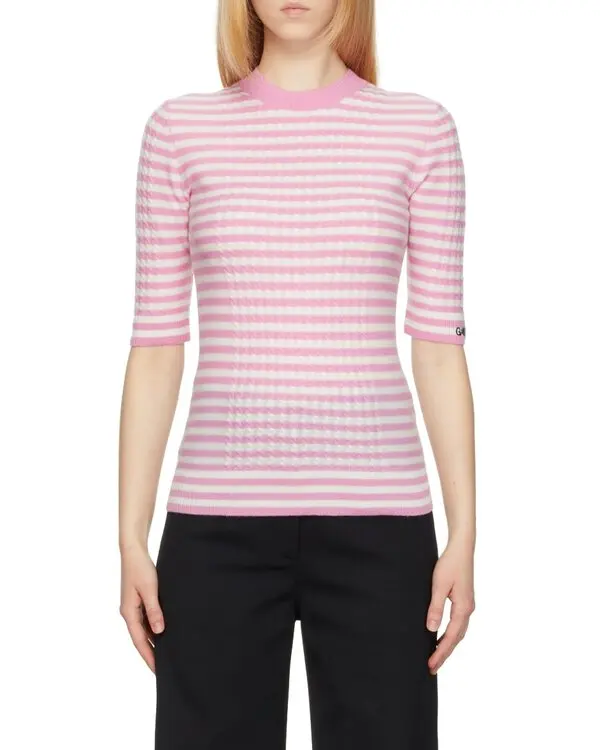 GANNI Striped Cashmere-wool Top