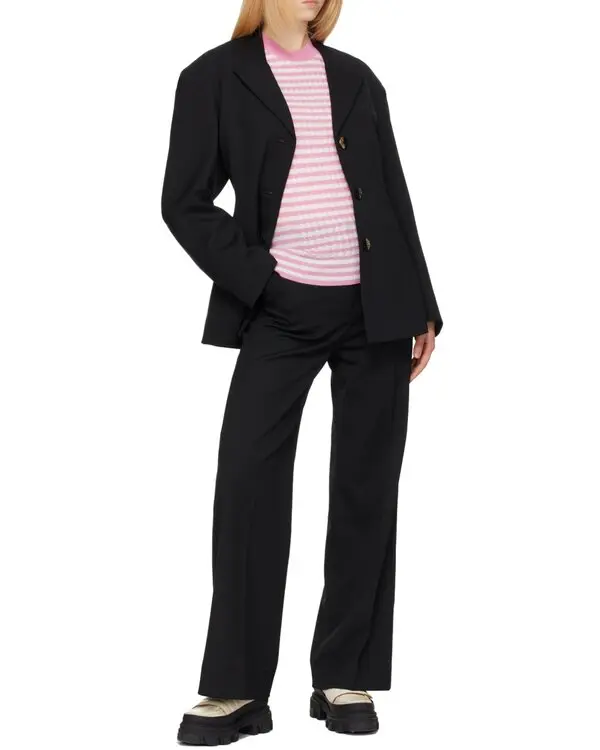 GANNI Striped Cashmere-wool Top