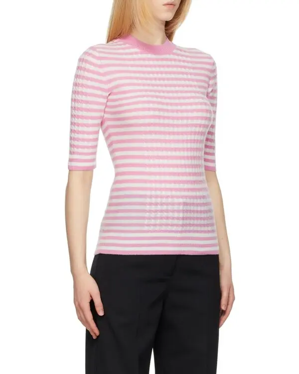 GANNI Striped Cashmere-wool Top