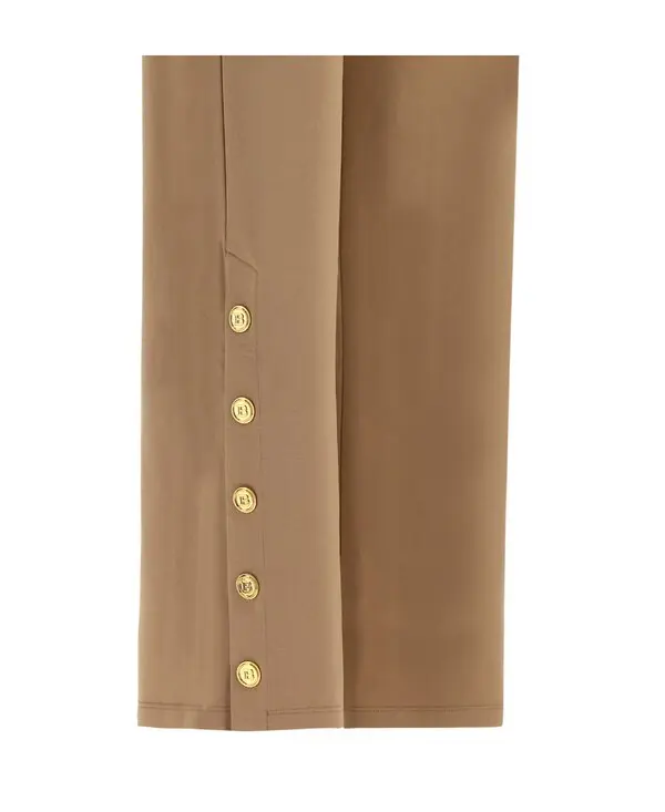 Balmain Button Detailed High Waist Track Pants - Brown
