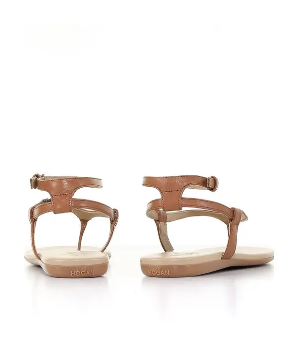 Hogan Logo Leather Open Toe Sandals