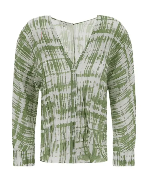 Vince Tie-dye Long-sleeve Silk Blouse
