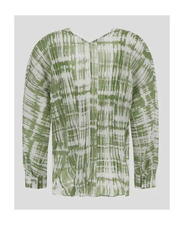 Vince Tie-dye Long-sleeve Silk Blouse