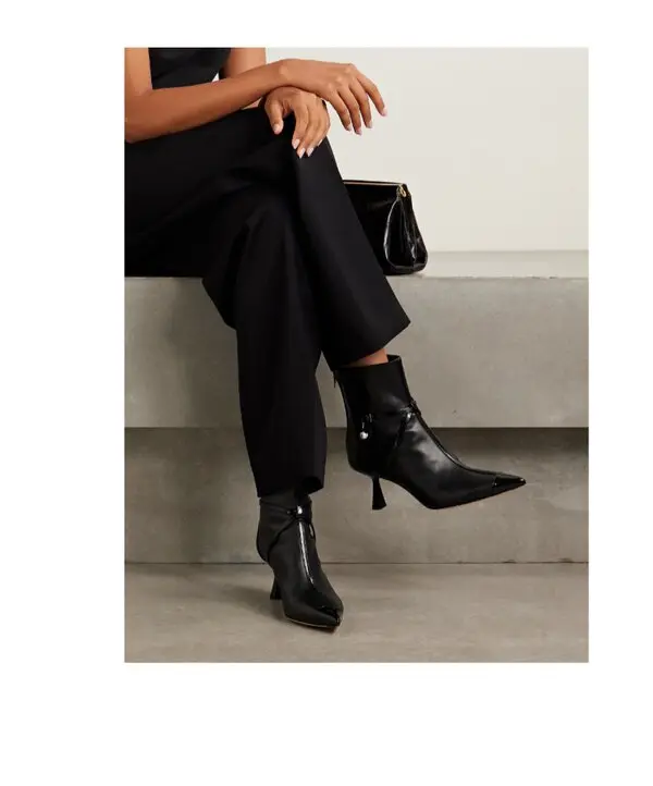 JIMMY CHOO 70mm Pearl-embellished Pointed-toe Boots