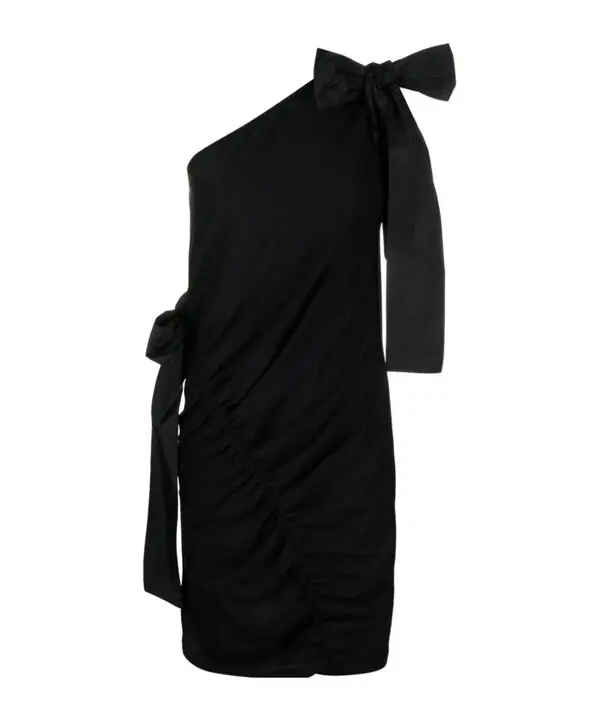 MSGM One-shoulder Gathered Detailed Mini Dress