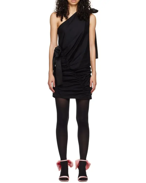 MSGM One-shoulder Gathered Detailed Mini Dress