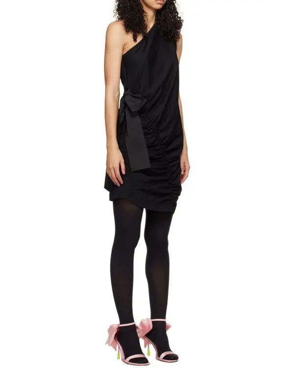 MSGM One-shoulder Gathered Detailed Mini Dress