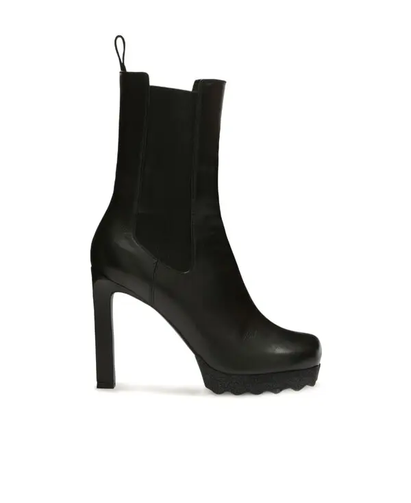 Off-White Round Toe High Heel Boots