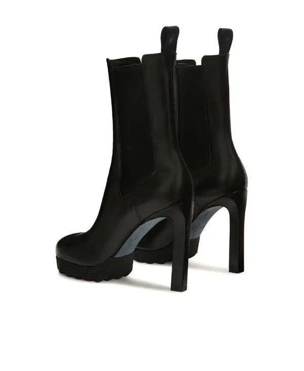 Off-White Round Toe High Heel Boots
