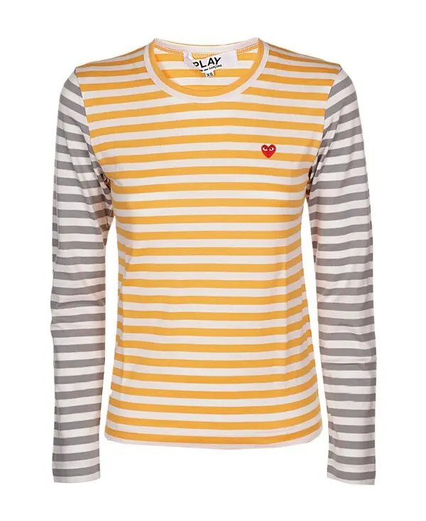 Play Comme Des Garcon Logo-patch Striped Crewneck T-shirt