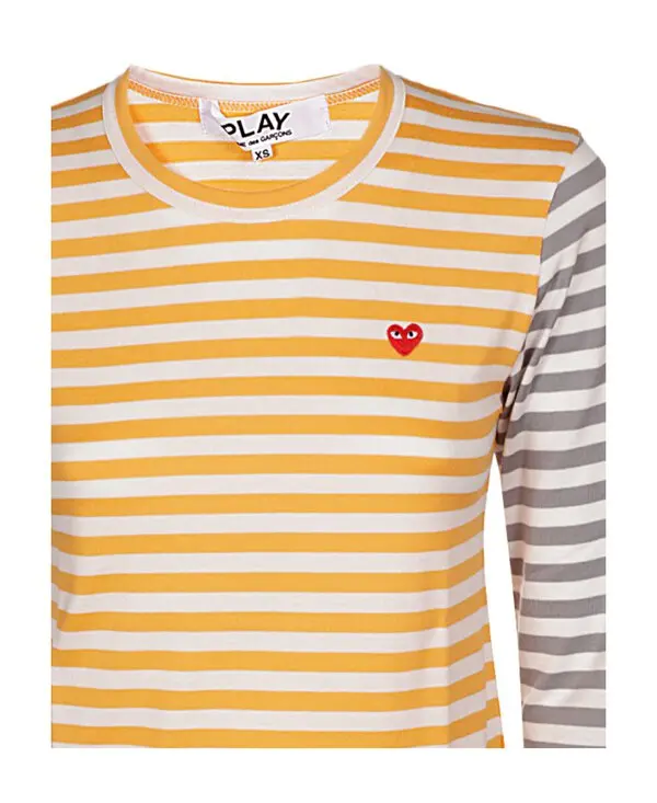 Play Comme Des Garcon Logo-patch Striped Crewneck T-shirt
