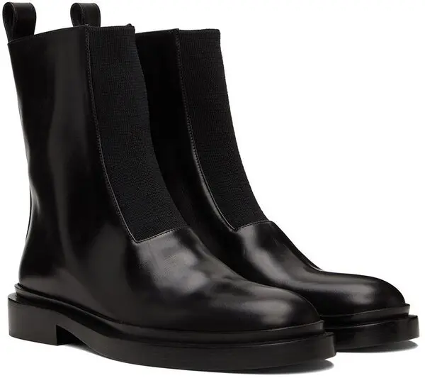 JIL SANDER Leather Round-toe Ankle Boots