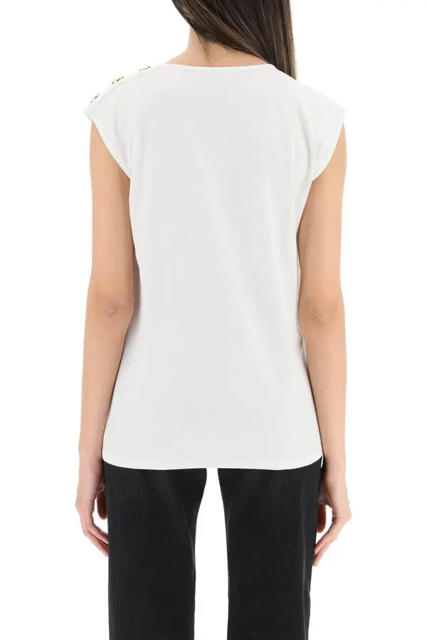 Balmain Logo-print Tank Top With Button Detail
