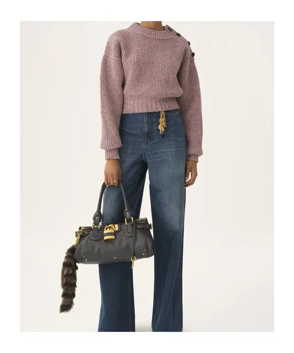 Chloé Mock-neck Cropped Knit Jumper - Gray