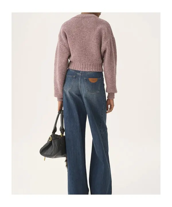 Chloé Mock-neck Cropped Knit Jumper - Gray