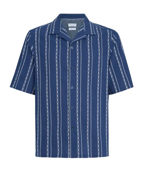 Brunello Cucinelli Stripe Short-sleeve Shirt