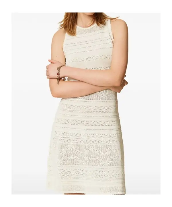 TWINSET Floral-motif Sleeveless Dress - White