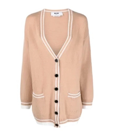 MSGM Contrasting-trim Knit Cardigan
