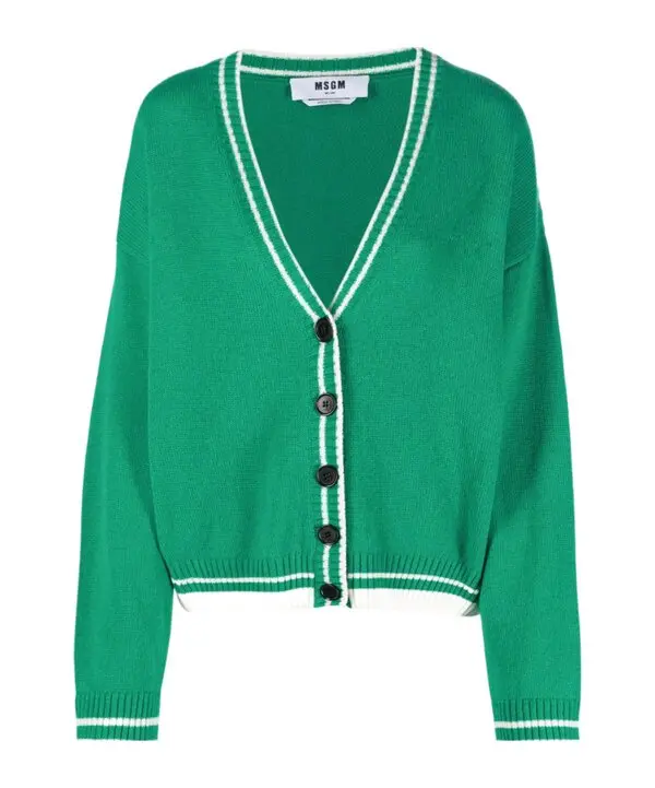 MSGM Striped-edge Knitted Cardigan