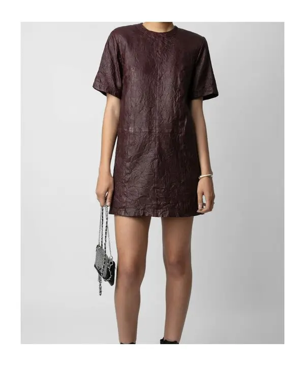 Zadig&Voltaire Riddy Creased Leather Minidress