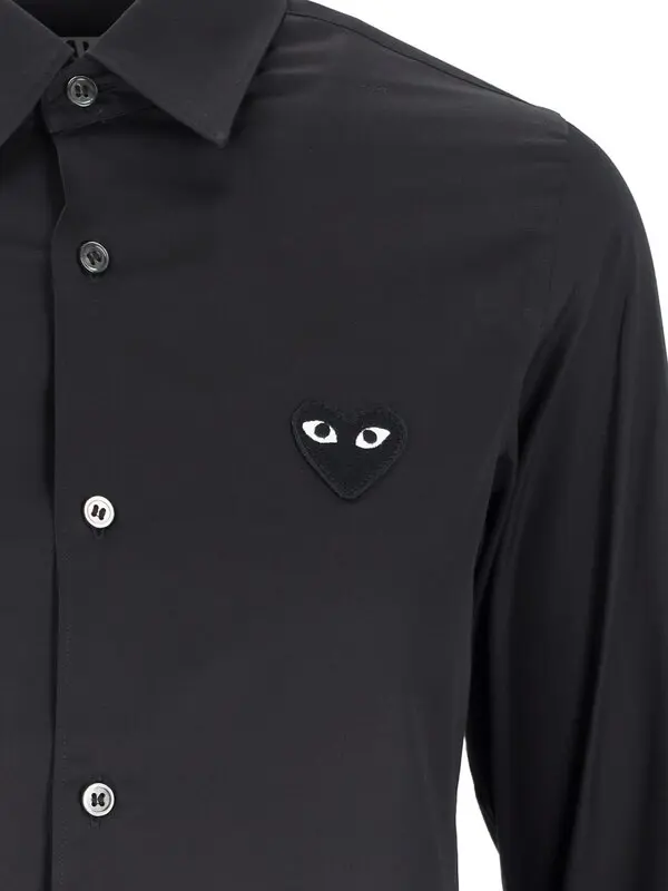 Play Comme Des Garcon Embroidered-heart Cotton Shirt