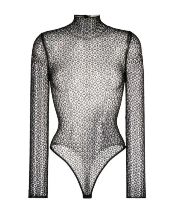 Khaite Sheer Fena Bodysuit - Gray
