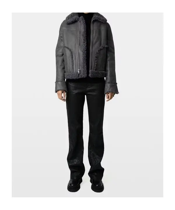 Zadig&Voltaire Kade Shearling-trim Leather Jacket