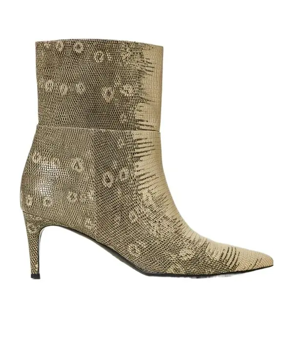TWINSET Lizard-print Pointed-toe Boots - Green