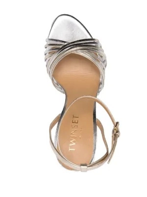TWINSET Metallic-effect Calf-leather Sandals