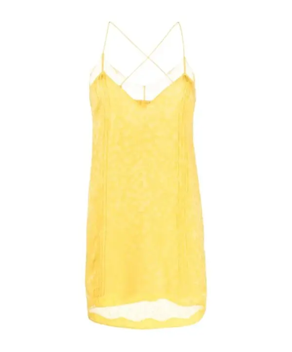 Zadig&Voltaire Silk-jacquard Lace-trim Minidress - Sunshine Yellow