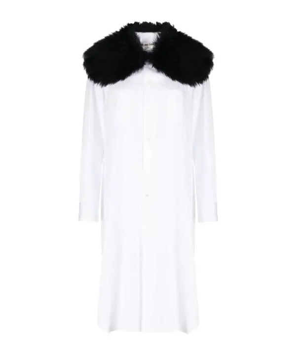 Comme Des Garçons Fur-collar Midi Shirtdress
