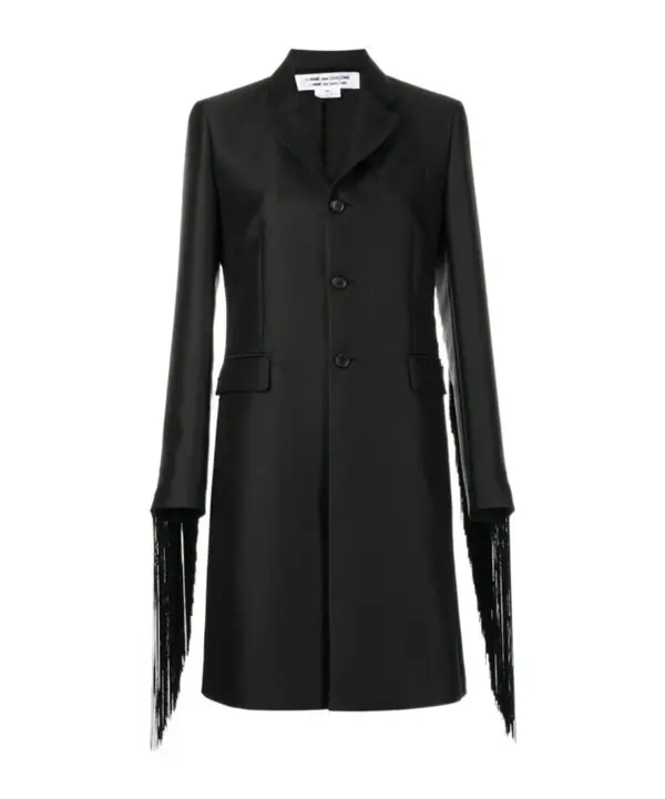 Comme Des Garçons Fringe-sleeve Single-breasted Coat
