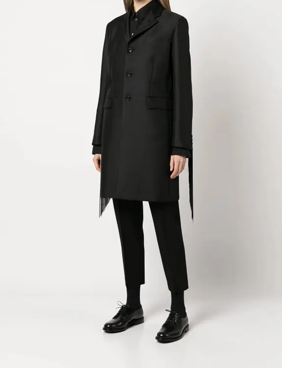 Comme Des Garçons Fringe-sleeve Single-breasted Coat