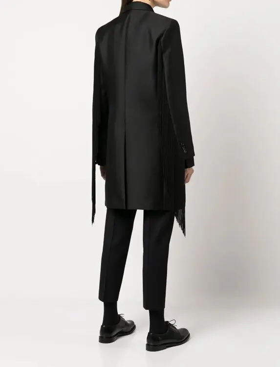 Comme Des Garçons Fringe-sleeve Single-breasted Coat