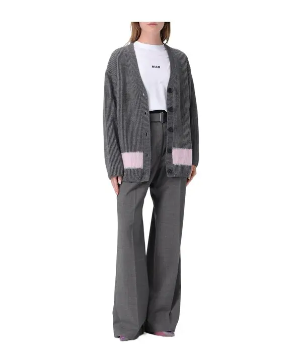 MSGM V-neck Ribbed Knit Cardigan