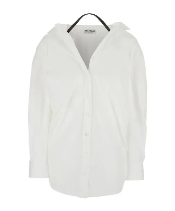 Brunello Cucinelli Long-sleeved Curved-hem Shirt - White