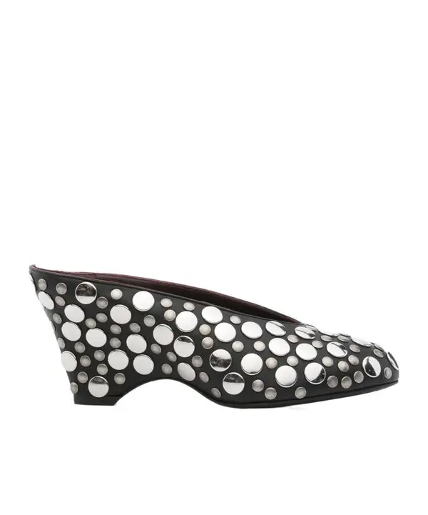 Khaite 70mm Metallic-studded Heeled Mules - Black