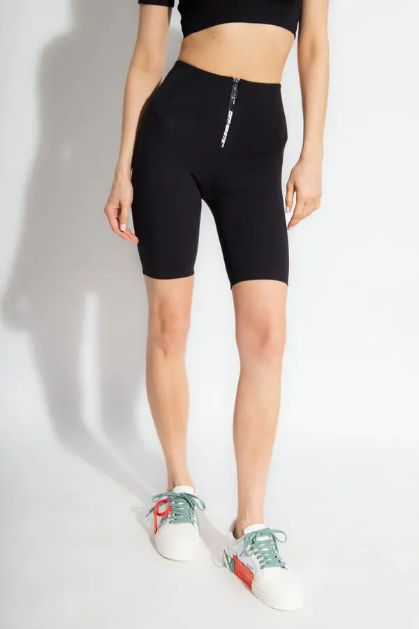 Off-White Logo Printed Zip Detailed Shorts - Black