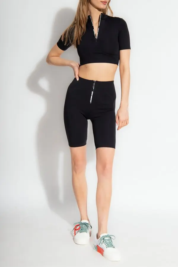 Off-White Logo Printed Zip Detailed Shorts - Black