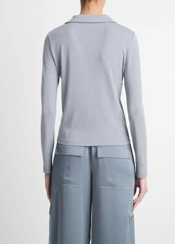Vince Open-neck Long-sleeve Polo Top