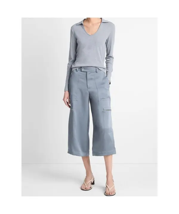 Vince Open-neck Long-sleeve Polo Top