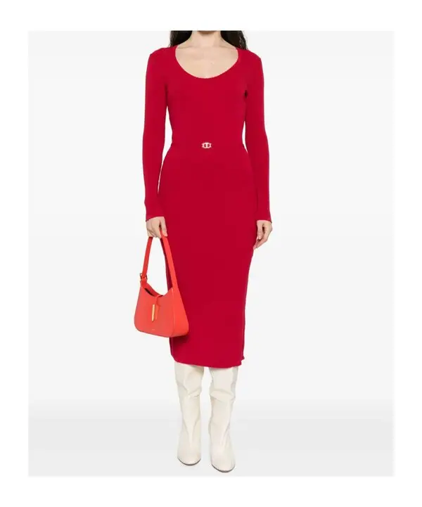 TWINSET Ribbed-knit Belted Dress